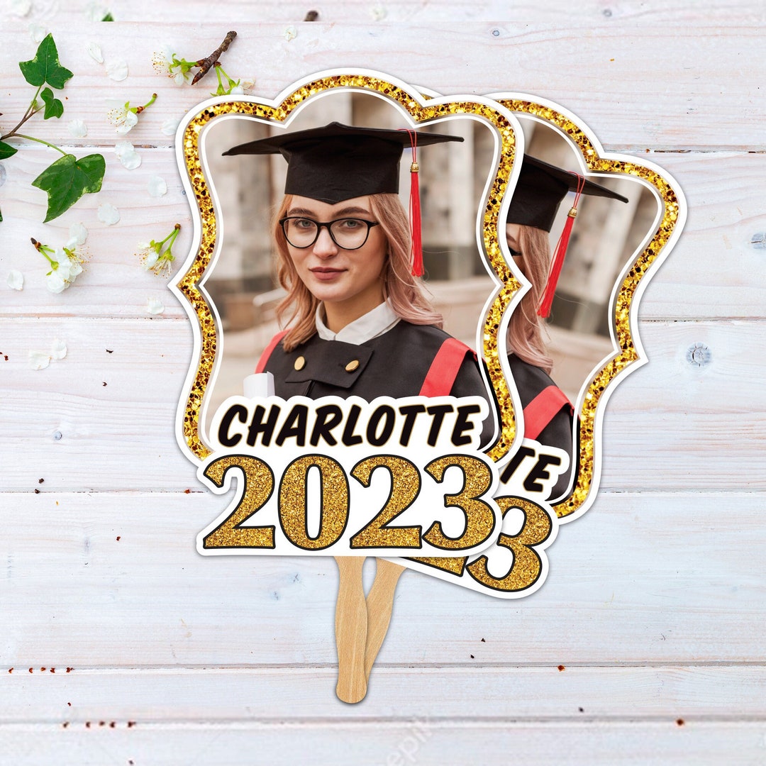 Custom Face Fans With Wooden Handle Graduation Head Grad - Etsy