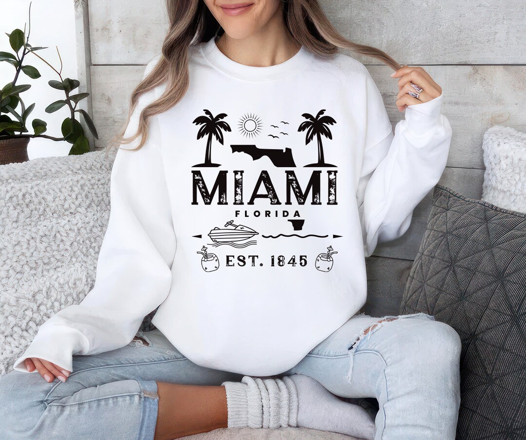 Miami Sweatshirt, Vacation Travel Sweatshirt, Miami Florida Sweater ...