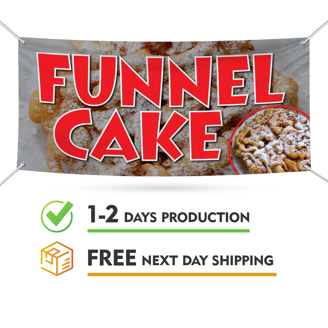 Funnel Cake Banner Sign 13 Oz Heavy Duty Waterproof Funnel Cake Vinyl ...