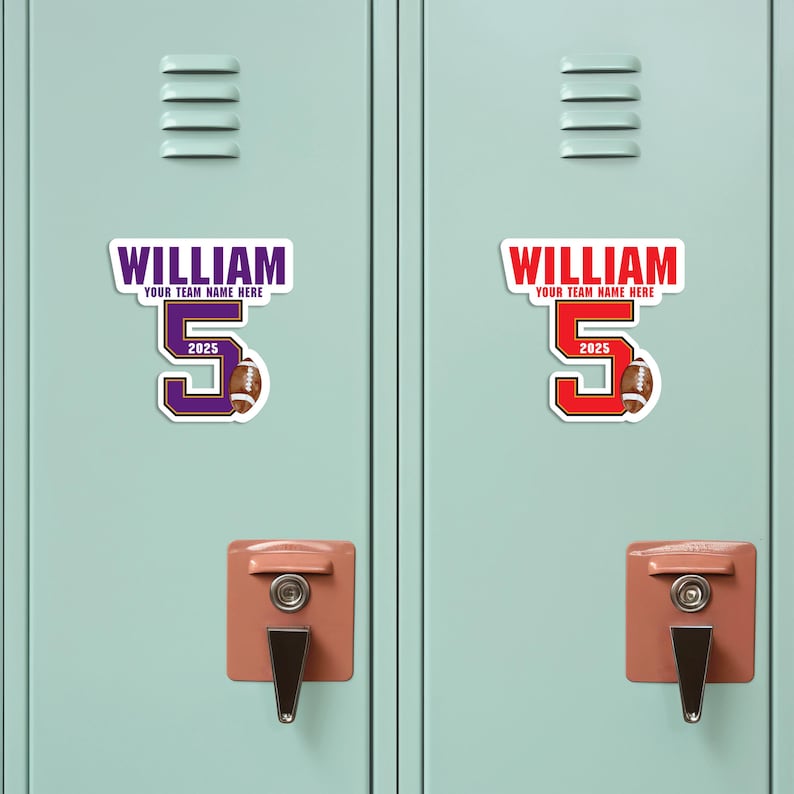 Personalized Football Locker Magnet, Custom Jersey Number School Magnet ...