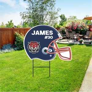 Personalized Football Helmet Yard Sign 24" X 18", Custom Name, Number ...