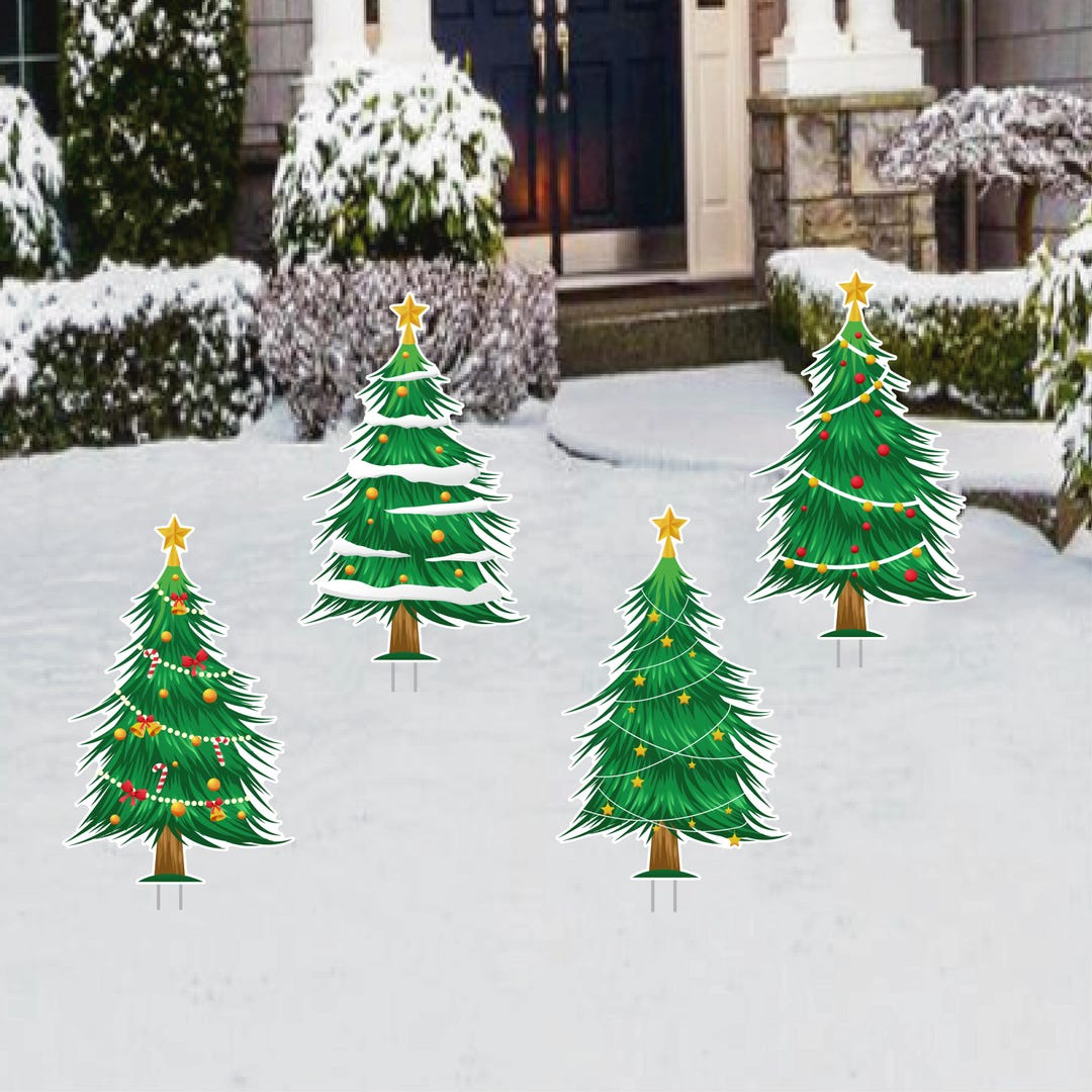 Christmas Tree Yard Sign Cutouts, Christmas Tree Theme Decorations Xmas ...