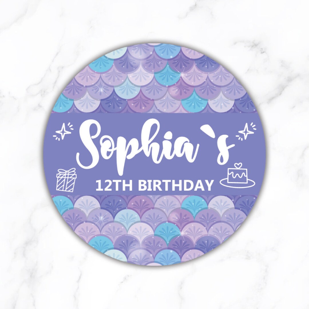 Personalized Mermaid Stickers, Custom Birthday Mermaid Stickers ...