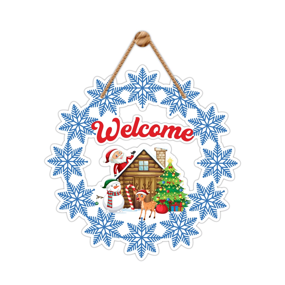 Winter Wonderland Door Hanging Snowflake Welcome Sign, Let It Snow PVC ...