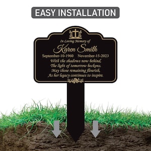 Personalized Memorial Plaque With Stake - Durable Metal Grave Marker in ...
