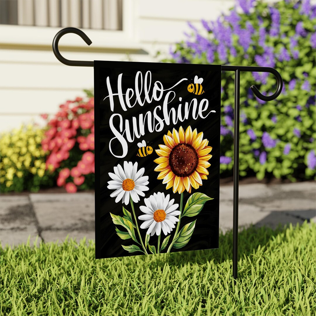 Daisy Sunflower Hello Sunshine Garden Flag, 12x18 Inch Double Sided ...