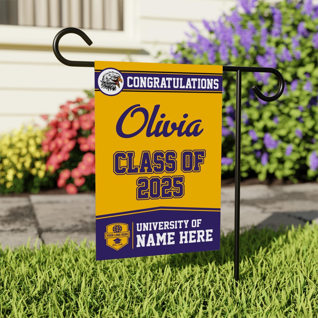 Personalized Graduation Garden Flag Double Sided Custom Name School