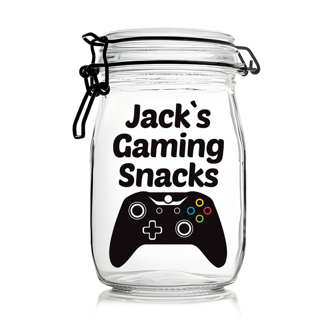 Custom Gaming Snacks Jar Sticker - Personalized Gaming Lover Vinyl ...