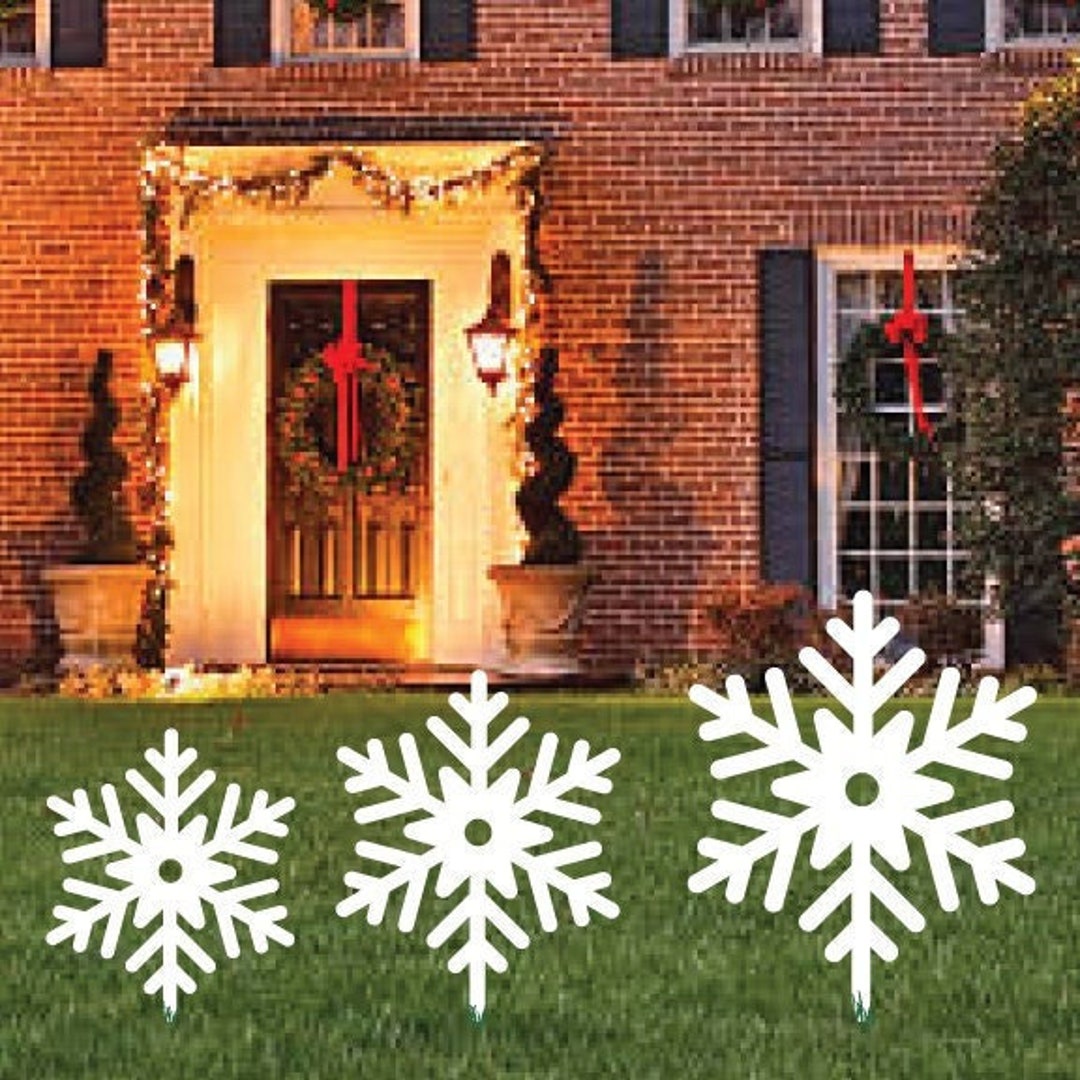 Christmas Snowflake Yard Sign Cutouts, Merry Christmas Props for ...