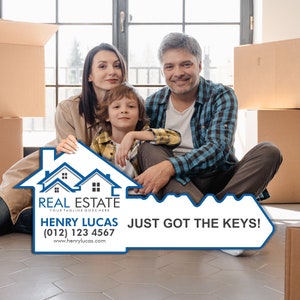 Personalized Real Estate Marketing Key Cutout Sign, Customized Realtor ...