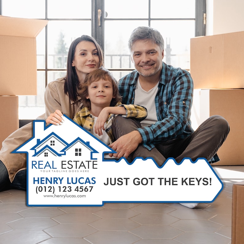 Personalized Real Estate Marketing Key Cutout Sign, Customized Realtor ...