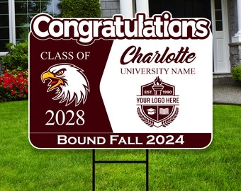Personalized College Bound Yard Sign, College Logo Sign, Custom ...