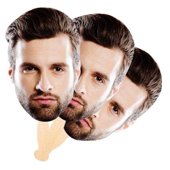 Custom Big Large Face Fans With Wooden Handle Wedding Heads - Etsy