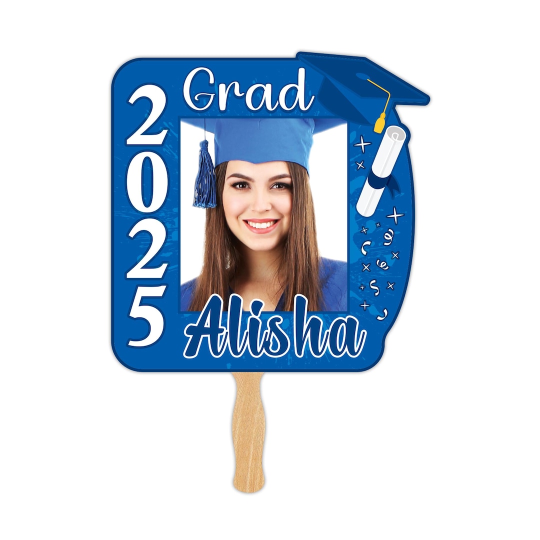 Custom Face Fans With Wooden Handle, Graduation Head, Grad Face Fans ...
