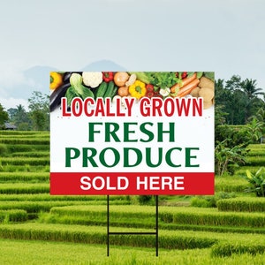 Fresh Produce Yard Sign 18" X 12" - Coroplast Visible Text Long Lasting ...