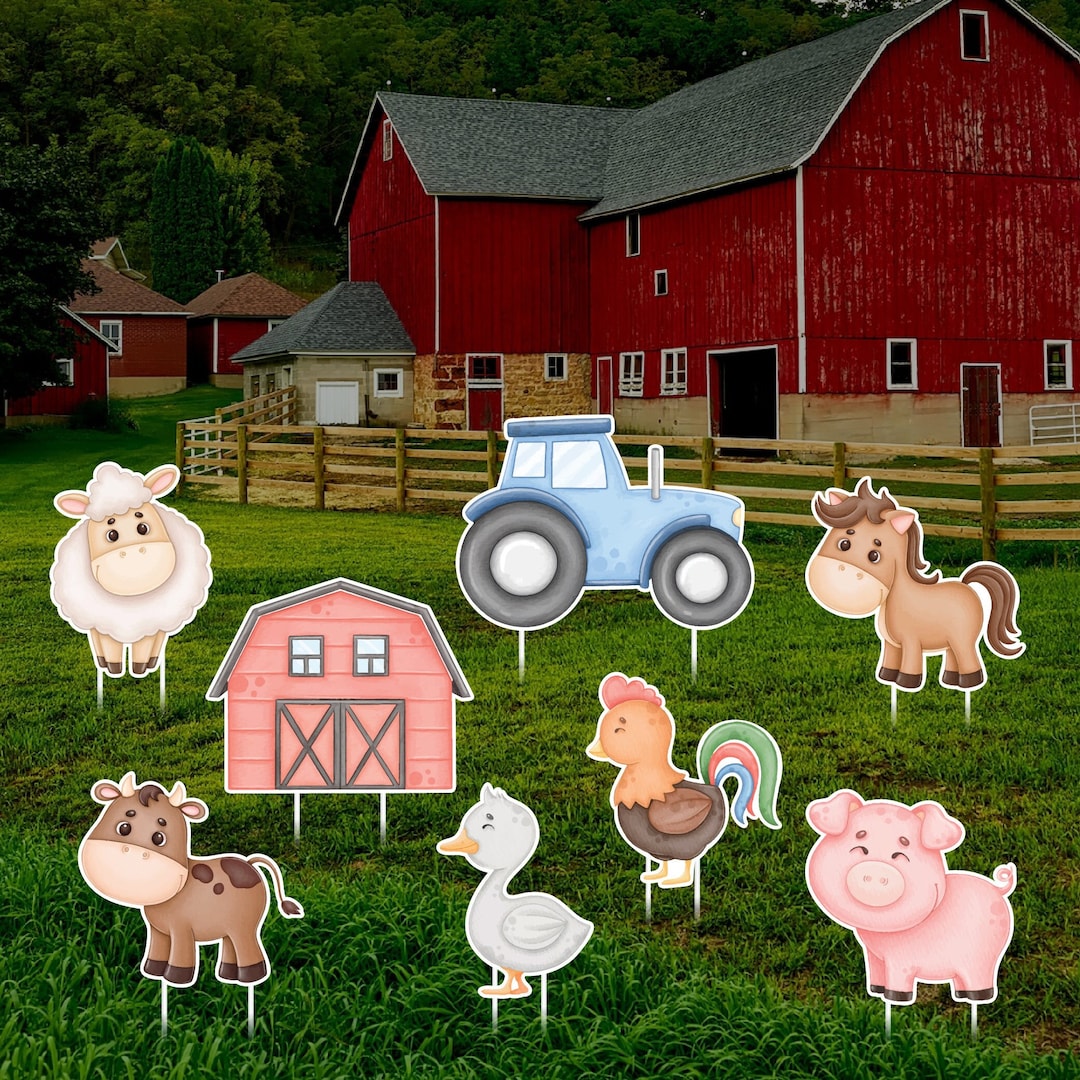 Farm Animal Party Yard Sign Cutouts, Farm Animal Birthday Party ...