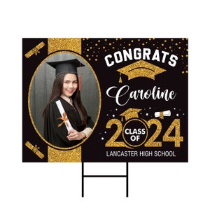 Personalized Graduation Yard Sign 2024 With Photo, 2024 Senior Grad ...