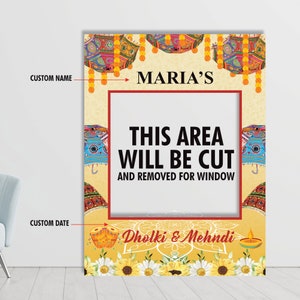 Personalized Dholki Mehndi Selfie Frame, Mehndi Selfie Frame, Photo ...