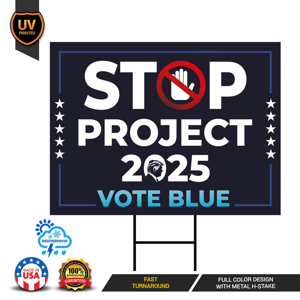 Stop Project 2025 Yard Sign - Coroplast Vote Democrat Lawn Sign ...