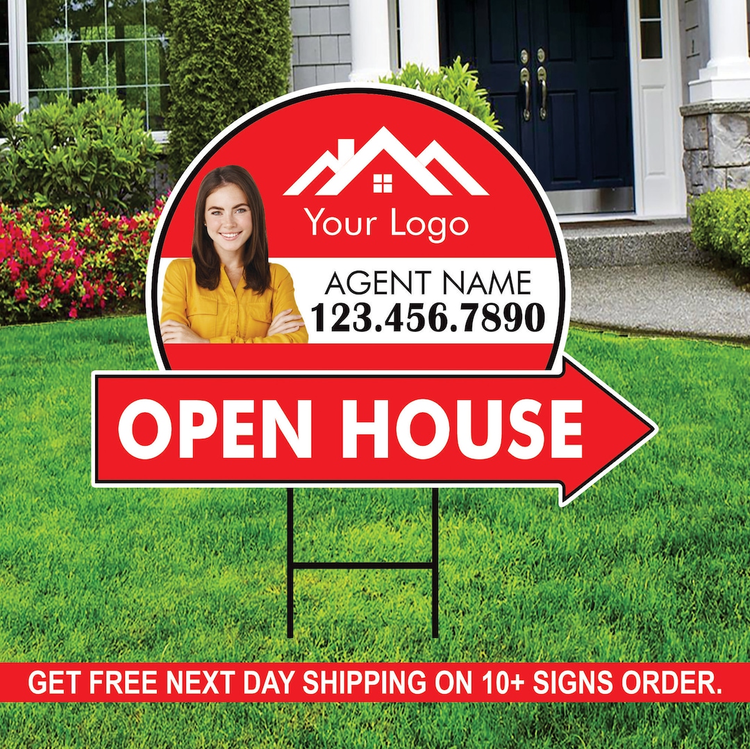 Custom Open House Arrow Yard Sign 18 X 24, 2 Sided Add Your Text, Logo ...