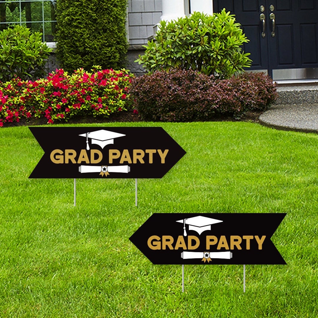 Pack of 2 Graduation Party Yard Signs With Arrows 23" X 7.5" Coroplast ...