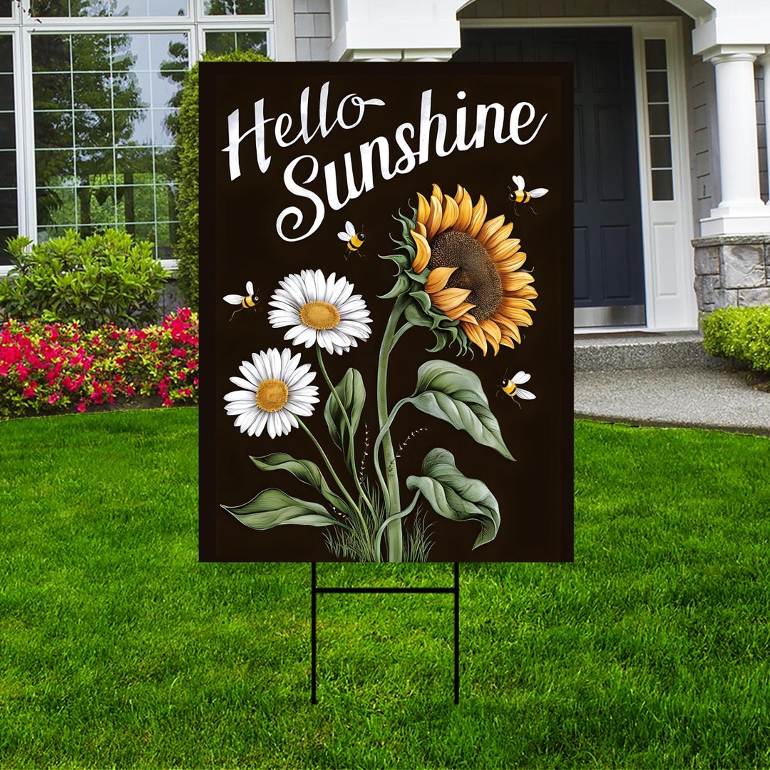 Daisy Sunflower Hello Sunshine Yard Sign, Summer Seasonal Yard Holiday ...