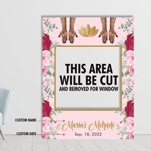 Personalized Mehndi Selfie Frame, Mehndi Selfie Frame, Photo Booth ...