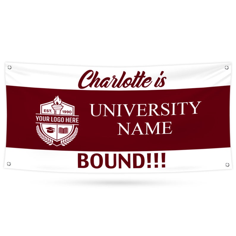 Personalized College Bound Banner Sign - 13 Oz College Logo Sign ...