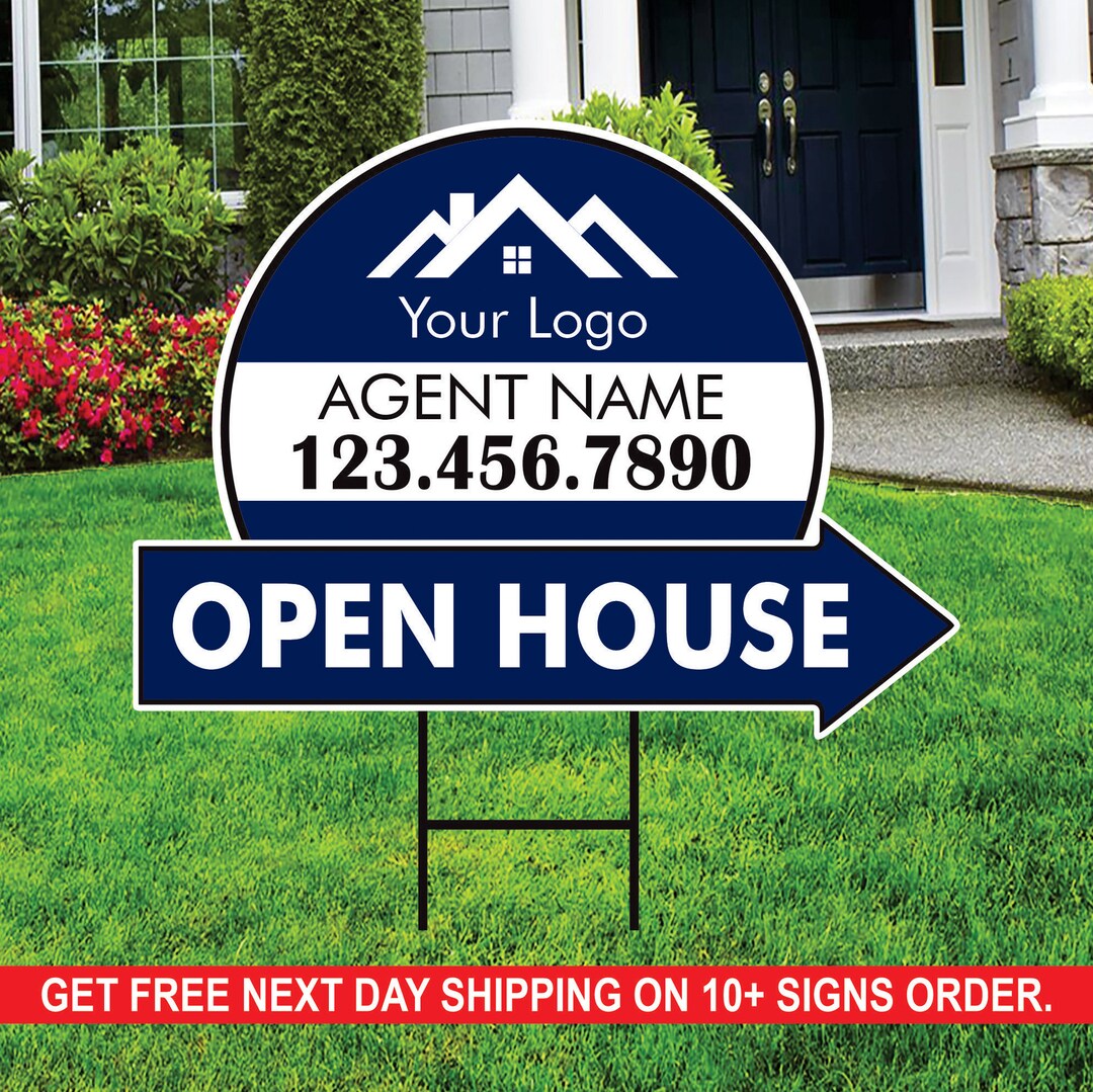 Custom Open House Arrow Yard Sign 18" X 24", 2 Sided Add Your Text ...