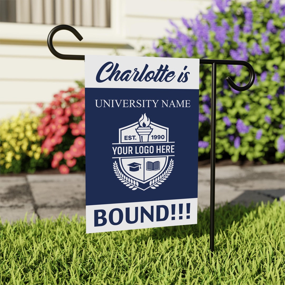 Personalized College Bound Garden Flag, Double Sided Custom University ...
