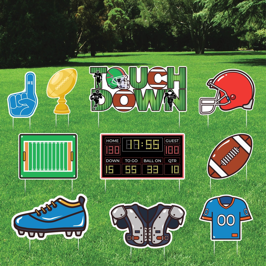 Football Party Yard Sign Decoration Cutouts, School Football Team Signs ...