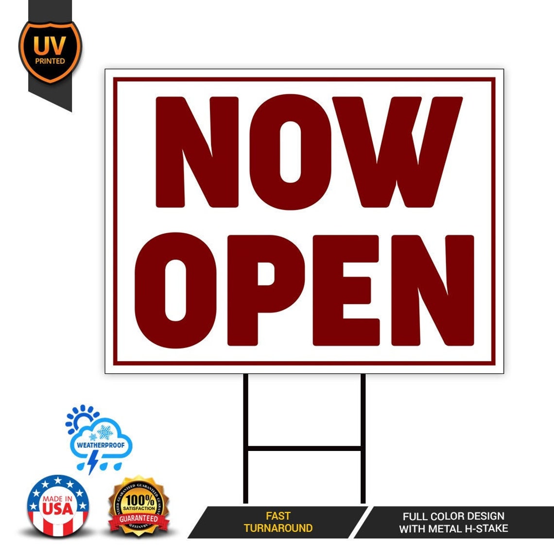 Now Open Yard Sign 24 X 18 Coroplast Visible | Etsy