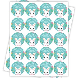 Personalized Easter Stickers, Custom Easter Bunny Stickers, Bunny Hoppy ...