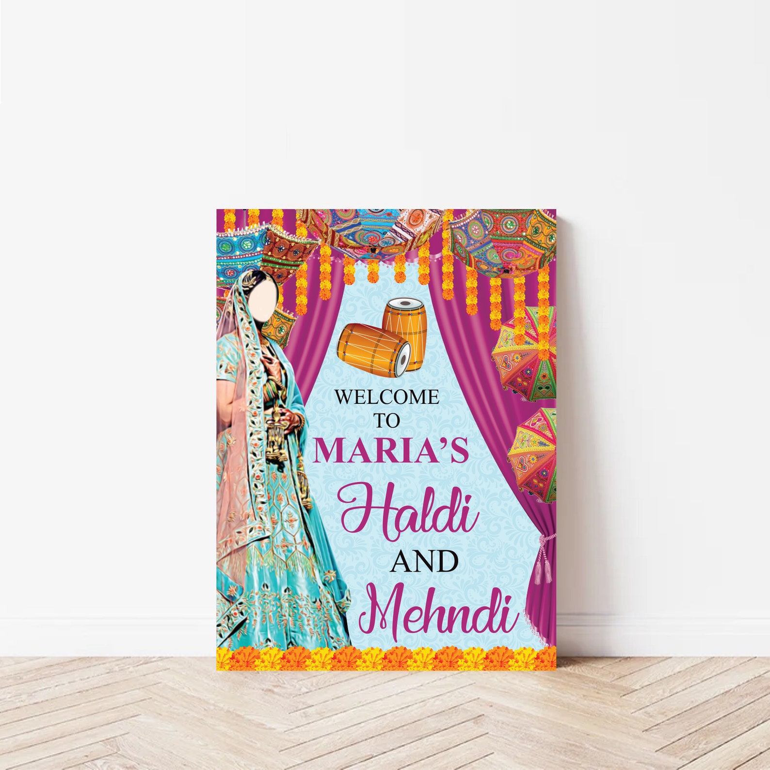 Custom Haldi Mehndi Foam Board Poster Sign, Mehndi Decor Custom ...