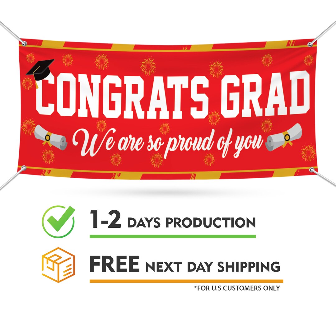 Graduation 2025 Banner Sign Decoration 13 Oz Congrats Grad Class of ...