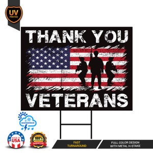 Veterans Day Yard Sign Decoration Coroplast Happy Veterans Day Sign ...