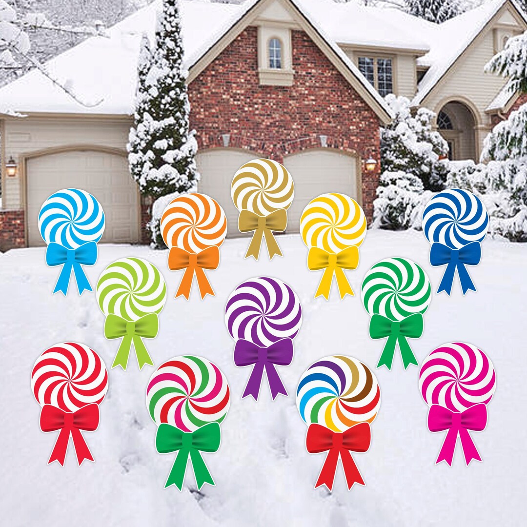 Christmas Peppermint Yard Sign Cutouts Christmas Candy Theme - Etsy
