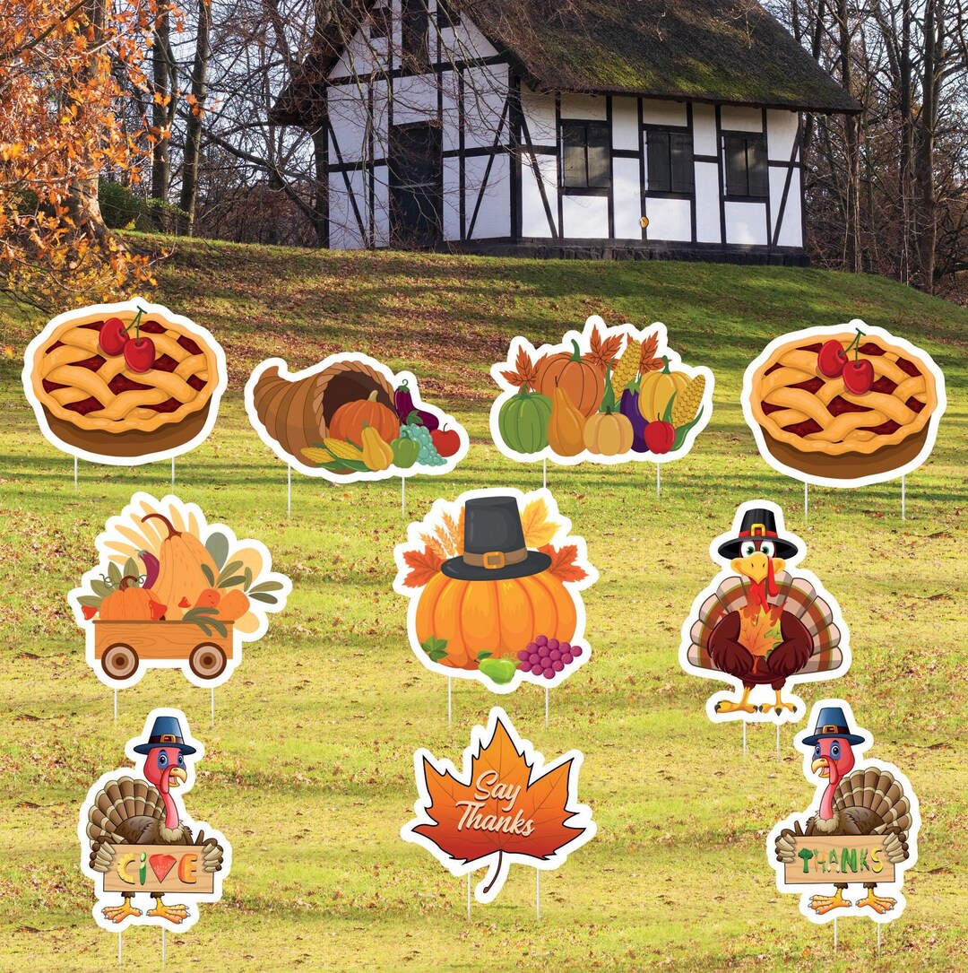 Fall Decorations Thanksgiving Yard Sign Cutouts - Harvest, Autumn ...