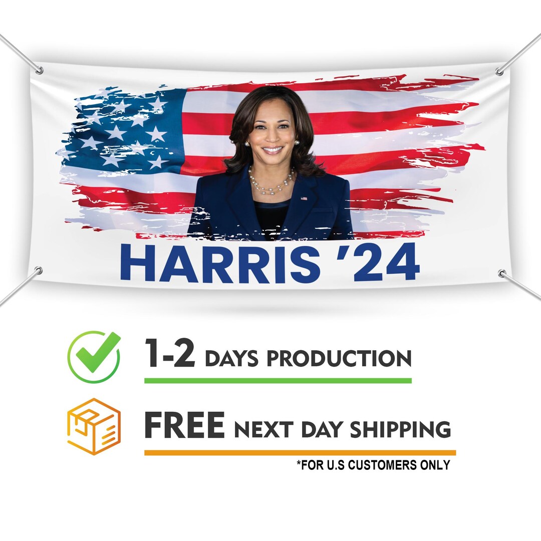 Kamala Harris 2024 Banner Sign, 13 Oz Kamala Harris for President 2024 ...