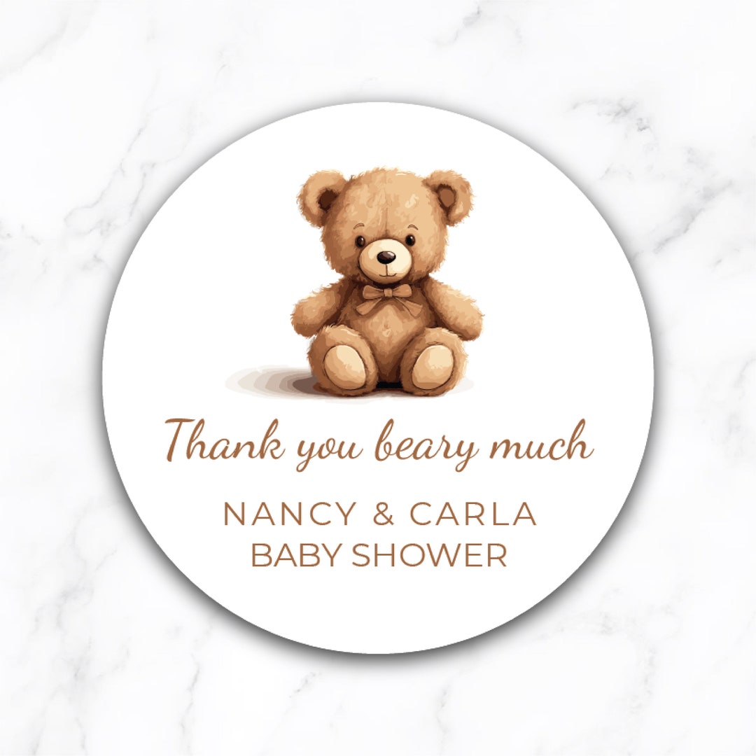 Personalized Thank You Beary Much Stickers, Custom Teddy Bear Stickers ...
