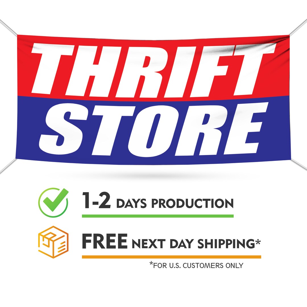 Thrift Store Banner Sign 13 Oz Heavy Duty Waterproof Thrift Store Vinyl ...