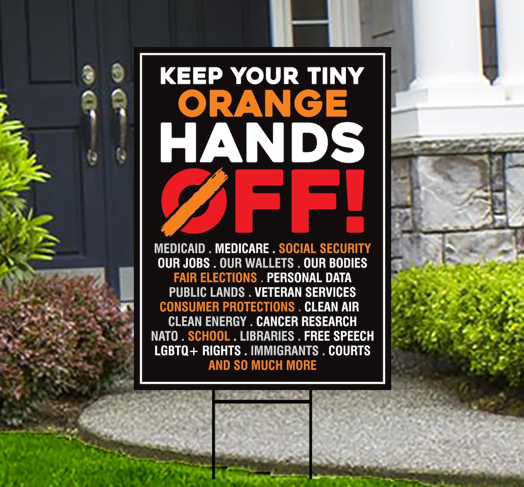 Hands off Protest Yard Sign - Resist Hate Lawn Sign, Anti-trump Sign ...