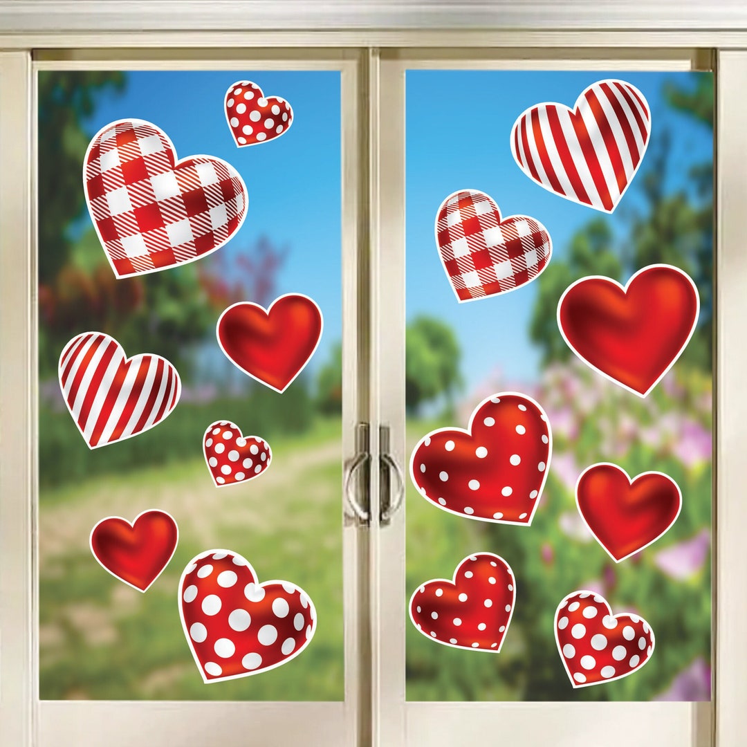 Happy Valentine's Day Decorations Window Cling Vinyl Stickers Valentine ...