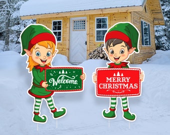 Christmas Elf Yard Sign for Holiday Decoration - Etsy