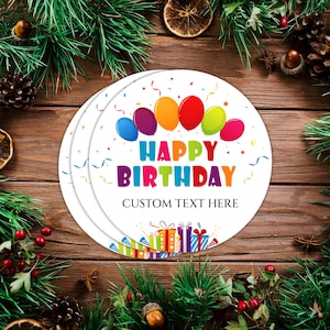 Personalized Happy Birthday Labels, Custom Birthday Stickers, Colorful ...