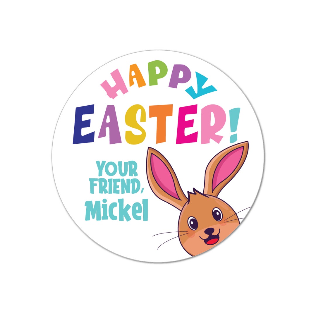 Personalized Easter Stickers, Custom Easter Bunny Stickers, Bunny Hoppy ...