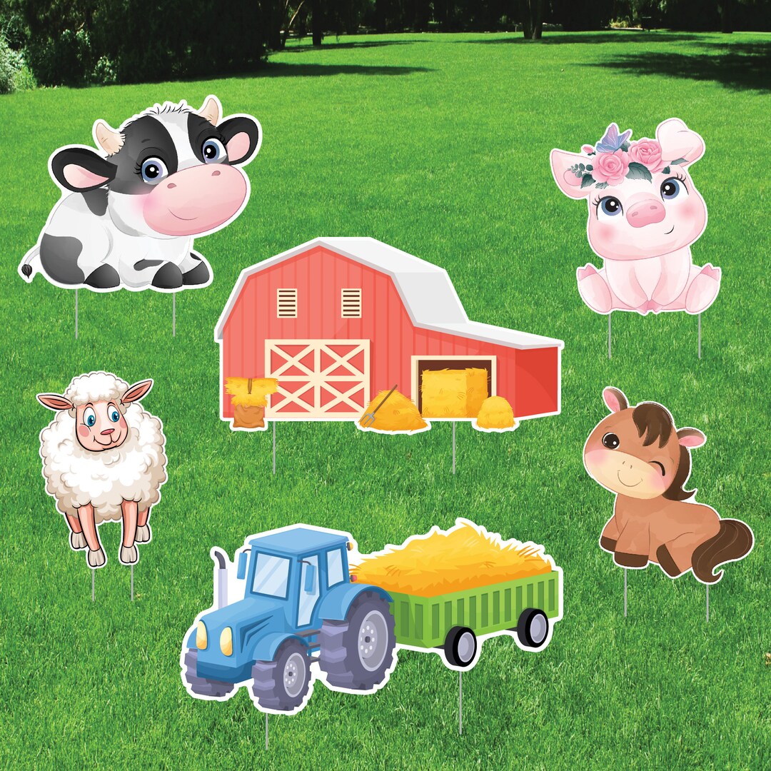 Farm Animal Party Yard Sign Cutouts, Farm Animal Birthday Party ...