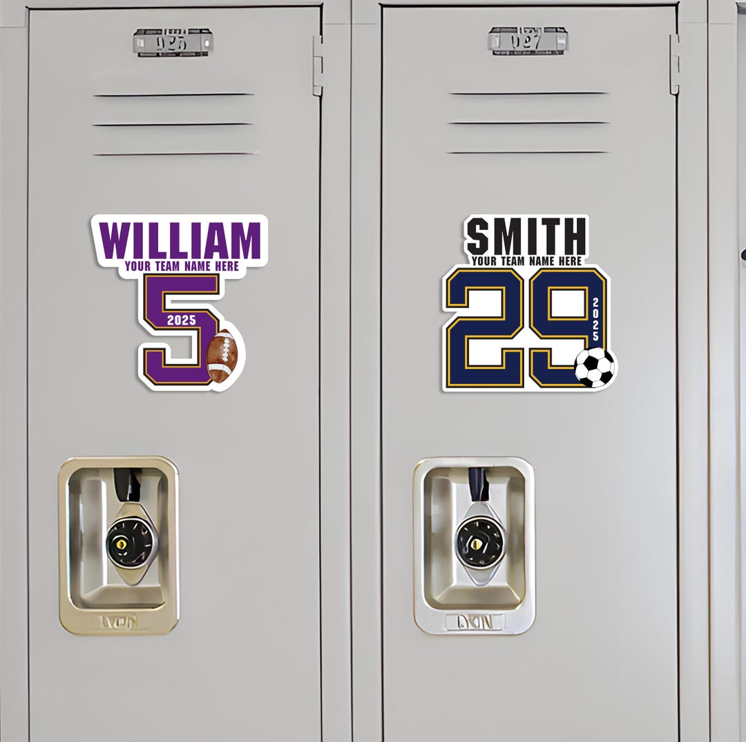 Personalized Football Locker Magnet, Custom Jersey Number School Magnet ...