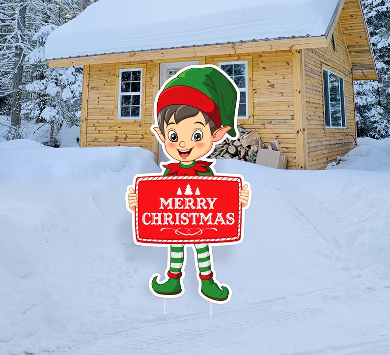 Elf Christmas Characters Yard Sign Cutouts, Christmas Elf Decorations ...