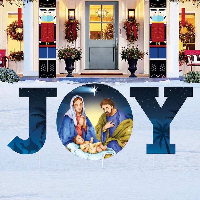 Holy Nativity JOY Yard Sign Letters Merry Christmas Yard - Etsy